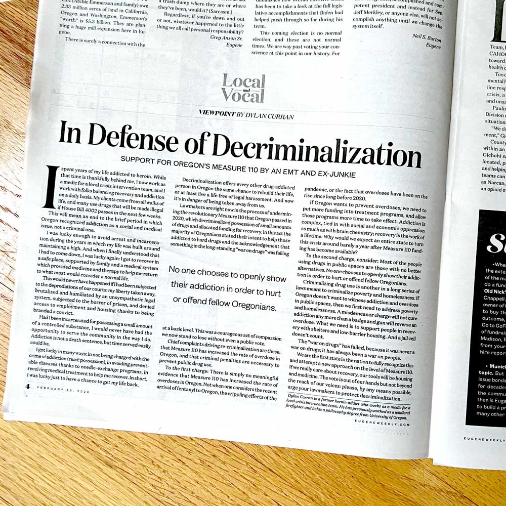 In Defense of Decriminalization – Eugene Weekly