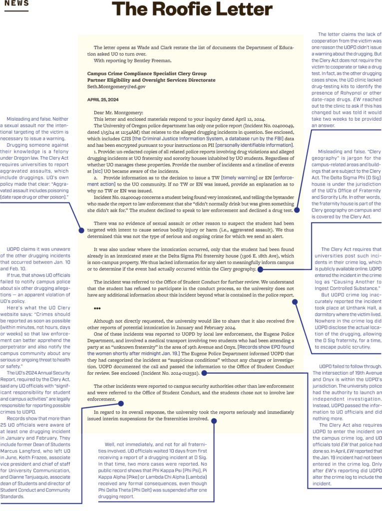 The Roofie Letter – Eugene Weekly